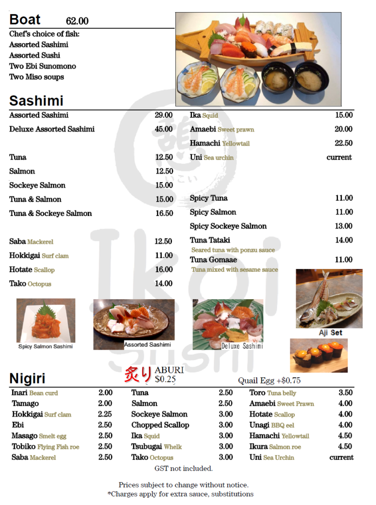 Menu (Takeout Version) – Ikoi Sushi