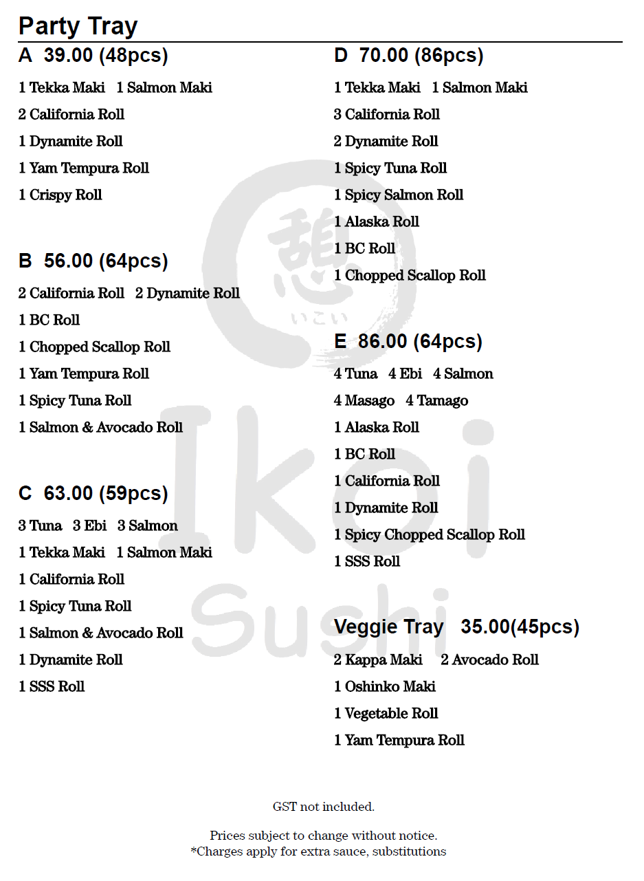 Menu (Takeout Version) – Ikoi Sushi